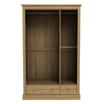 Ardee Natural Oak 3-Door Wardrobe with 2 Drawers 112.9cm Wide