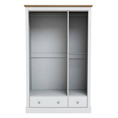 Ardee Sliding Wardrobe White and Natural Oak, Triple (2 Doors, 3 ...