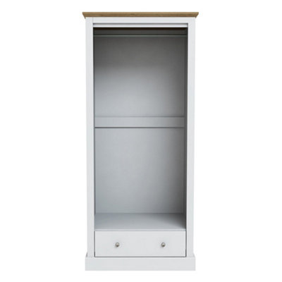 Ardee White and Natural Oak 2-Door Wardrobe with 1 Drawer