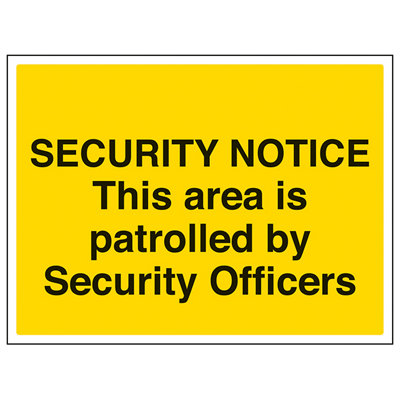 Area Patrolled By Security Officers Sign Adhesive Vinyl 200x150mm (x3)
