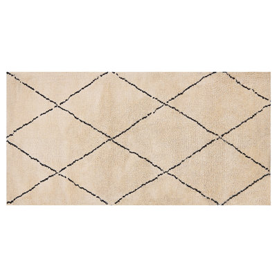 Area Rug 80 x 150 cm Beige and Black MUTKI | DIY at B&Q