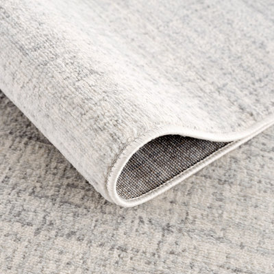 Area Rug Abstract Design in Cream and Grey Non-shedding Short Pile ...
