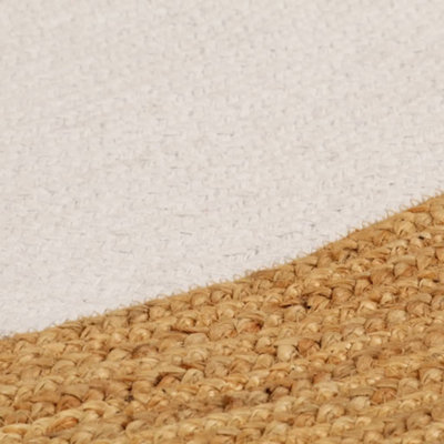 Area Rug Braided White & Natural 120 cm Jute & Cotton Round