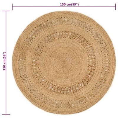 Area Rug Hand-braided Jute 150 cm Round