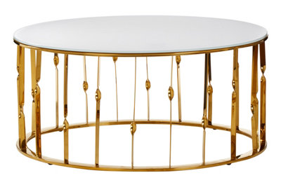 Arezzo Round Coffee Table With Gold Finish Frame