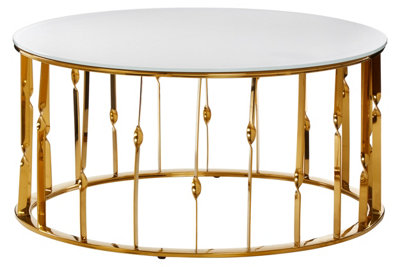 Arezzo Round Coffee Table With Gold Finish Frame