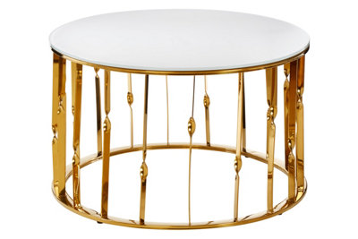 Arezzo Round Coffee Table With Gold Finish Frame