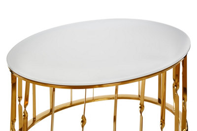 Arezzo Round Coffee Table With Gold Finish Frame