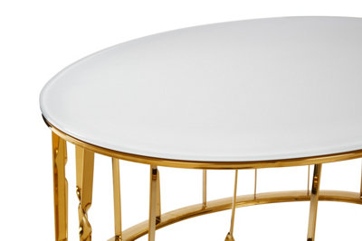 Arezzo Round Coffee Table With Gold Finish Frame