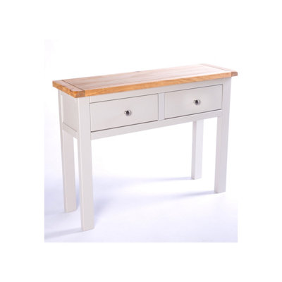 Argenta Light Grey 2 Drawer Console Table Satin Chrome Knob