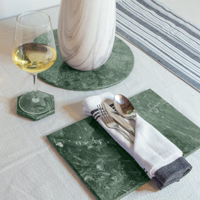 Buy Argon Tableware 12pc Rectangle Marble Placemats & Square Coasters ...