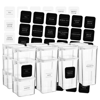 Argon Tableware 16pc Food Storage Containers Set - White Reusable Airtight Stackable Meal Prep ...