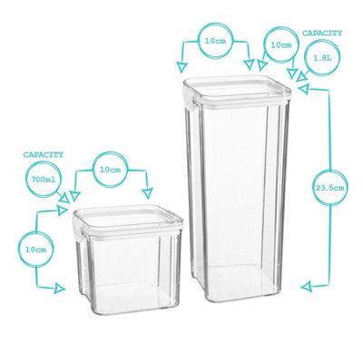 Argon Tableware 16pc Food Storage Containers Set - White Reusable Airtight Stackable Meal Prep ...