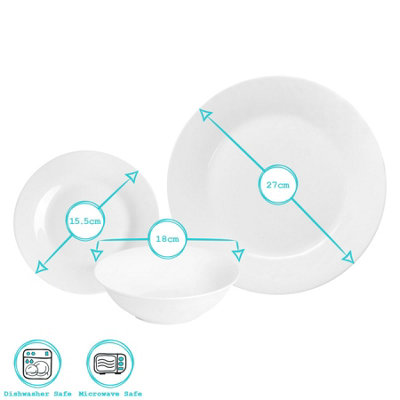 Argon Tableware 18pc White Dinner Set - 6-Person Dining Set Kitchen ...