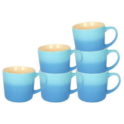 Argon Tableware 330ml Ombre Coffee Mugs - Blue - Set of 6 - Glazed New ...
