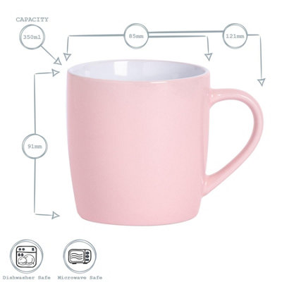 Argon Tableware 350ml Coloured Coffee Mugs - Pink - Set of 4 - Gloss ...