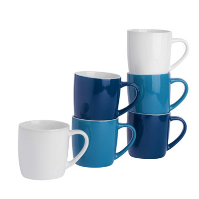 Argon Tableware 350ml Coloured Coffee Mugs Set - Ocean Waves - Gloss ...