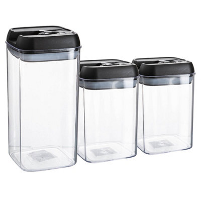 Argon Tableware 3pc Food Storage Containers Set - Black Airtight ...