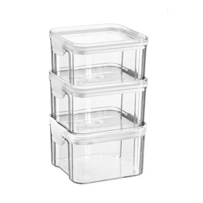 Argon Tableware 3x 460ml Food Storage Stackable Container - Clip Lid - White | DIY at B&Q