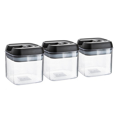 Argon Tableware 3x Food Storage Containers - 500ml - Black Airtight ...