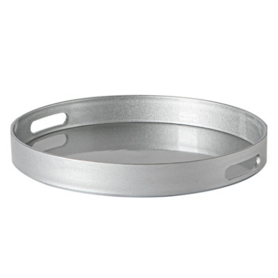 Argon Tableware 3x Serving Trays - 33cm - Silver Round Tray Metallic ...