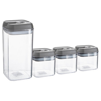 Argon Tableware 4 Piece Flip Lock Plastic Food Storage Containers Set - Grey