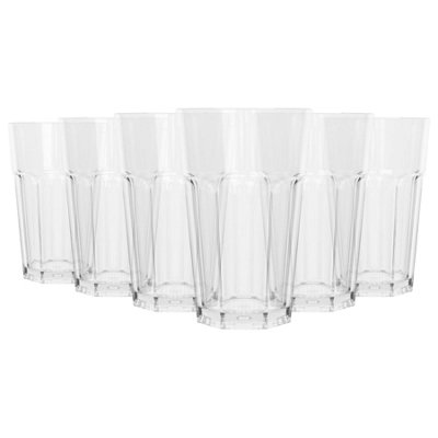 Argon Tableware 400ml Plastic Highball Glasses - Set of 6 - Clear ...