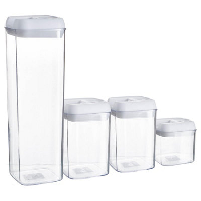 Argon Tableware 4pc Food Storage Containers Set - White Airtight ...