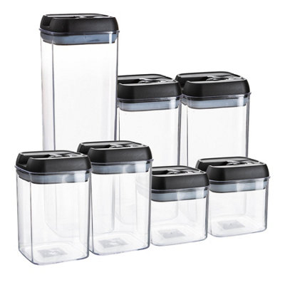 Argon Tableware 7pc Food Storage Containers Set - Black Airtight ...