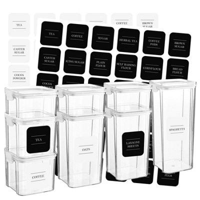 Argon Tableware 8pc Food Storage Containers Set - White Reusable ...