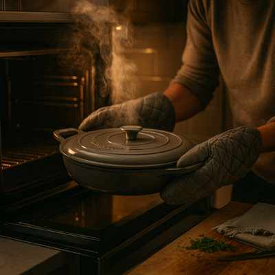 Argon Tableware - Cast Iron Shallow Casserole Dish - 2.3 Litre - Slate Grey