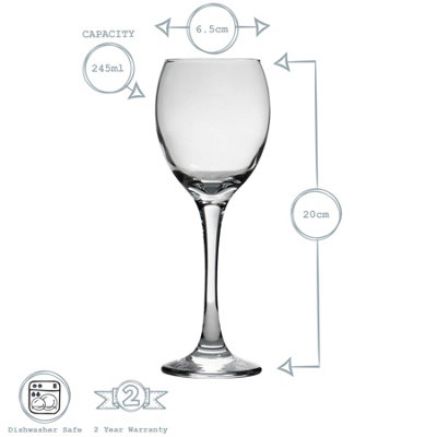 Argon Tableware - Classic White Wine Glasses - 245ml - Pack of 6 - Clear