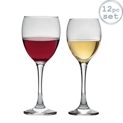 Argon Tableware - Classic Wine Glasses Set - 340/245ml - 12pc - Clear | DIY at B&Q