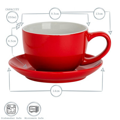 Argon Tableware - Coloured Cappuccino Cup & Saucer Set - 250ml - 12pc