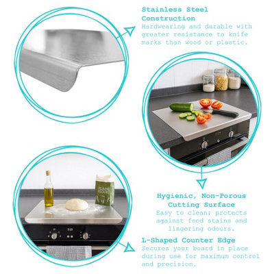 ARGON TABLEWARE COUNTER EDGE CHOPPING BOARD - 40 X 30CM - STAINLESS ...