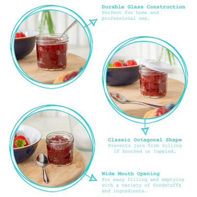 Argon Tableware Glass Jam Jars - 130ml - Pack of 6