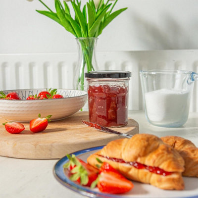 Argon Tableware Glass Jam Jars with Black Lids - 250ml - Pack of 6