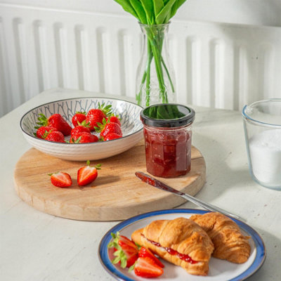 Argon Tableware Glass Jam Jars with Black Lids - 250ml - Pack of 6