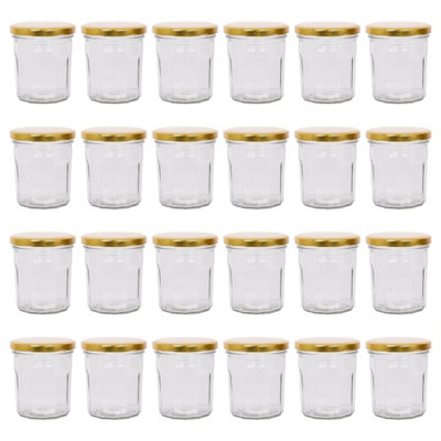 Argon Tableware Glass Jam Jars with Gold Lids - 250ml - Pack of 24