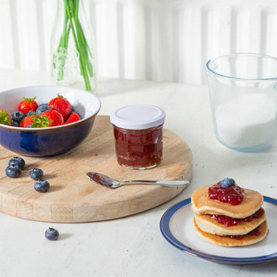 Argon Tableware Glass Jam Jars with White Lids - 130ml - Pack of 12