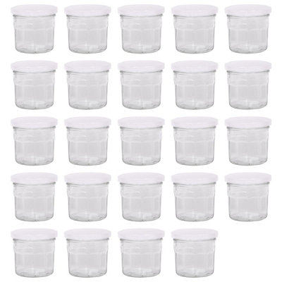 Argon Tableware Glass Jam Jars with White Lids - 130ml - Pack of 24