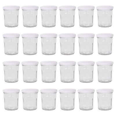 Argon Tableware Glass Jam Jars with White Lids - 250ml - Pack of 24