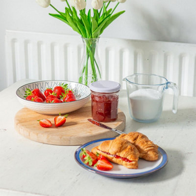 Argon Tableware Glass Jam Jars with White Lids - 250ml - Pack of 6