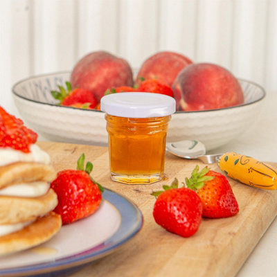 Argon Tableware Glass Jam Jars with White Lids - 30ml - Pack of 6