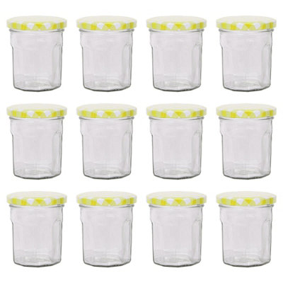 Argon Tableware Glass Jam Jars with Yellow Gingham Lids - 150ml - Pack ...