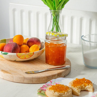 Argon Tableware Glass Jam Jars with Yellow Gingham Lids - 380ml - Pack of 6