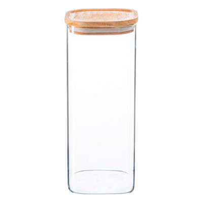 Argon Tableware Glass Storage Jar with Airtight Wooden Lid - 1.9L ...