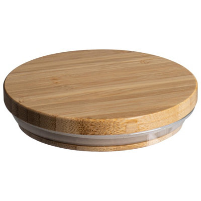 Argon Tableware Glass Storage Jar - Wooden Lid - 550ml - Modern Round ...