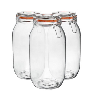 Argon Tableware Glass Storage Jars - 2L/70.3oz - Set of 3 - 4 Colour ...