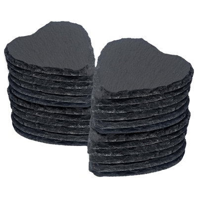 Argon Tableware Heart Slate Coasters - 10cm - Pack of 24